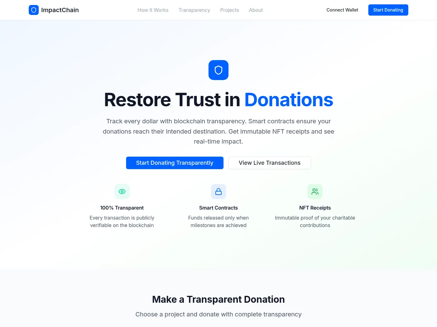 ImpactChain: Transparent Blockchain-Powered Donation Platform