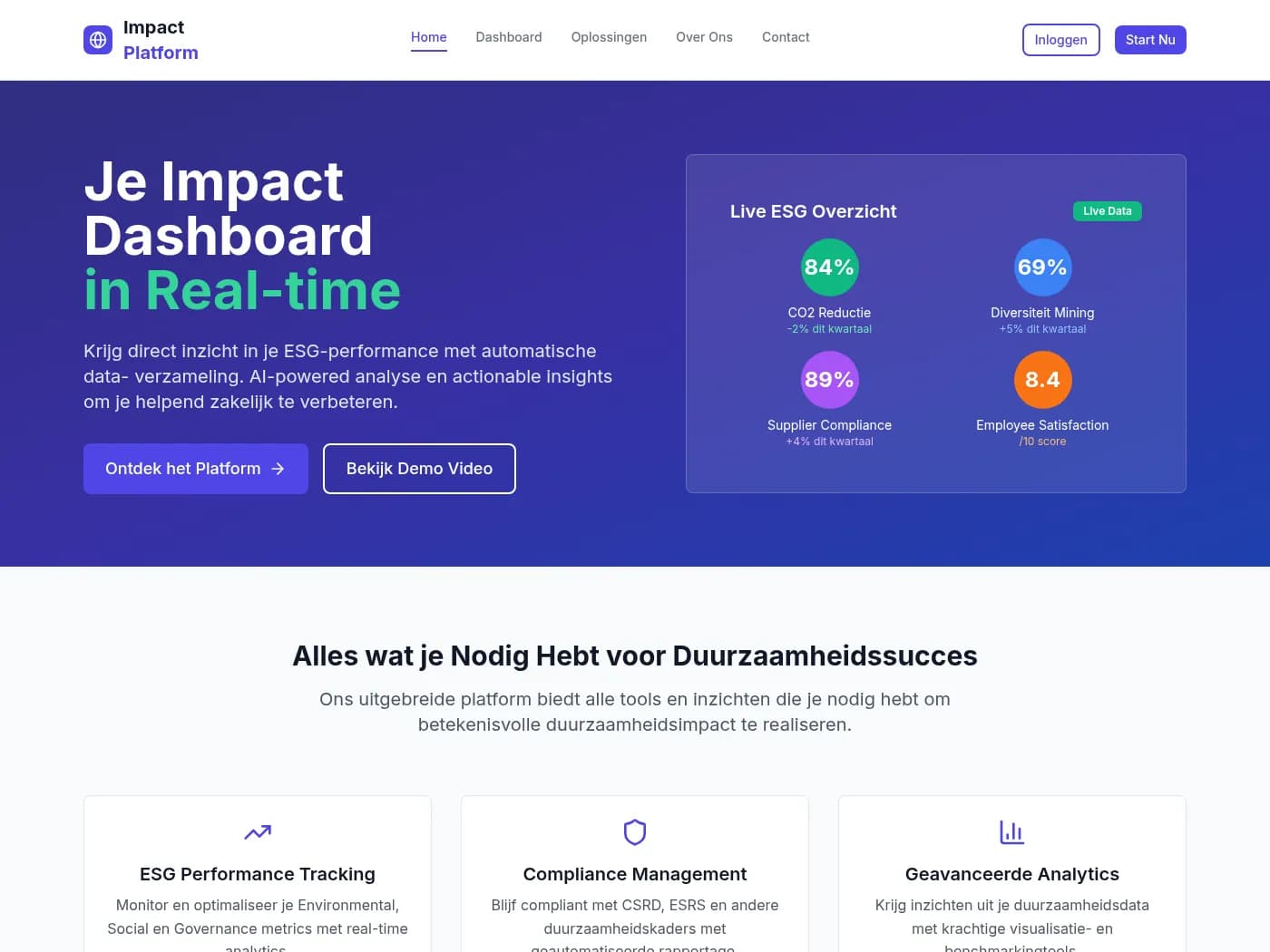 ImpactNexus ESG Dashboard & Website Clone