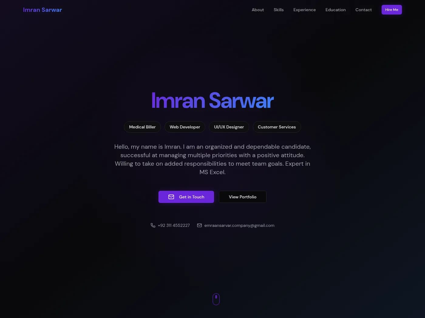 Imran Sarwar - Creative & Professional Portfolio Website
