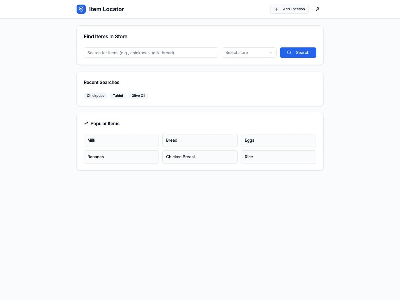 In-Aisle Item Locator for Grocery Stores