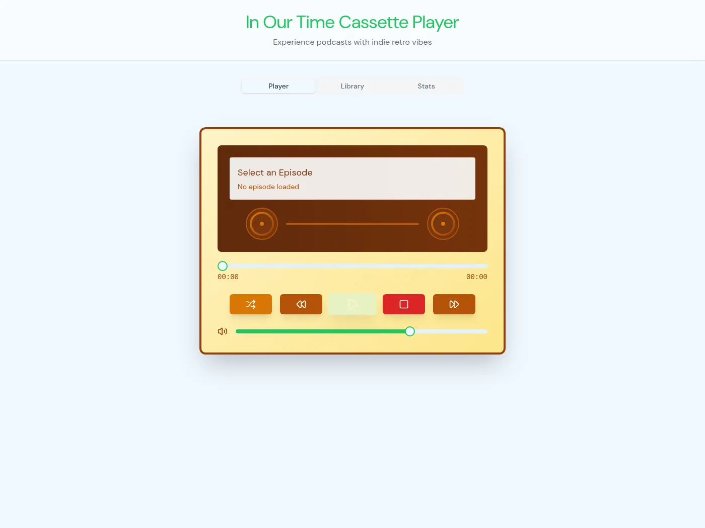 Indie Cassette Podcast Player for 'In Our Time'