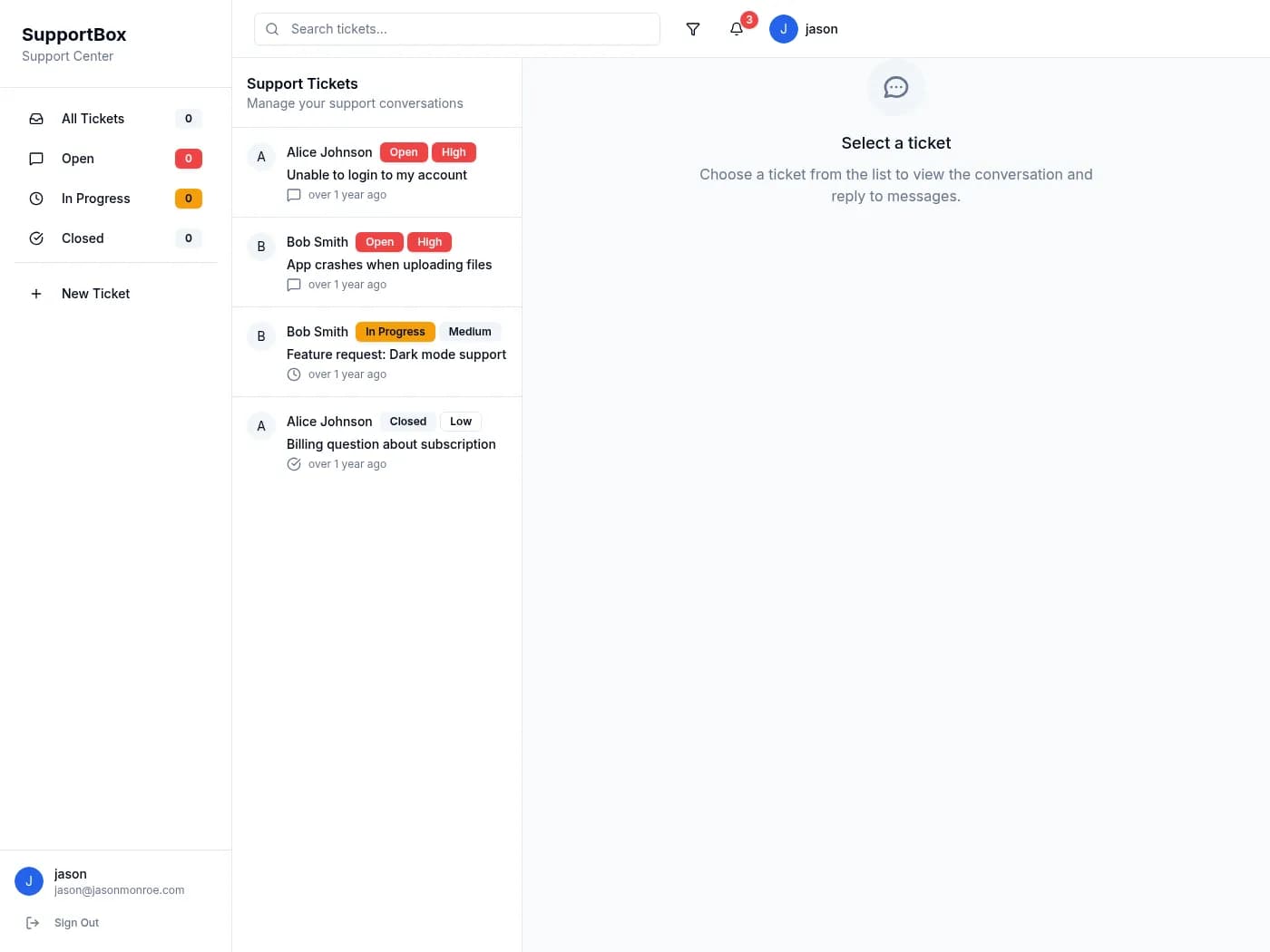 Inbox-Style Support Ticket System for Startups