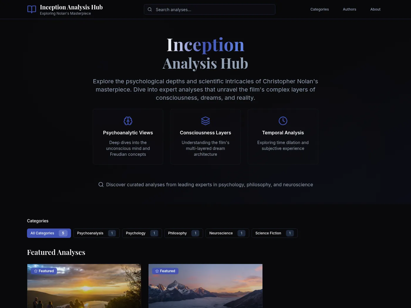 Inception Analysis Hub: Exploring Psychological and Sci-Fi Layers