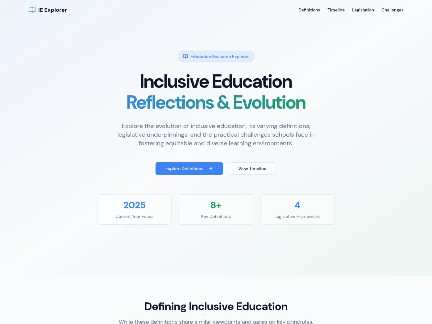Inclusive Education Reflections and Evolution Explorer