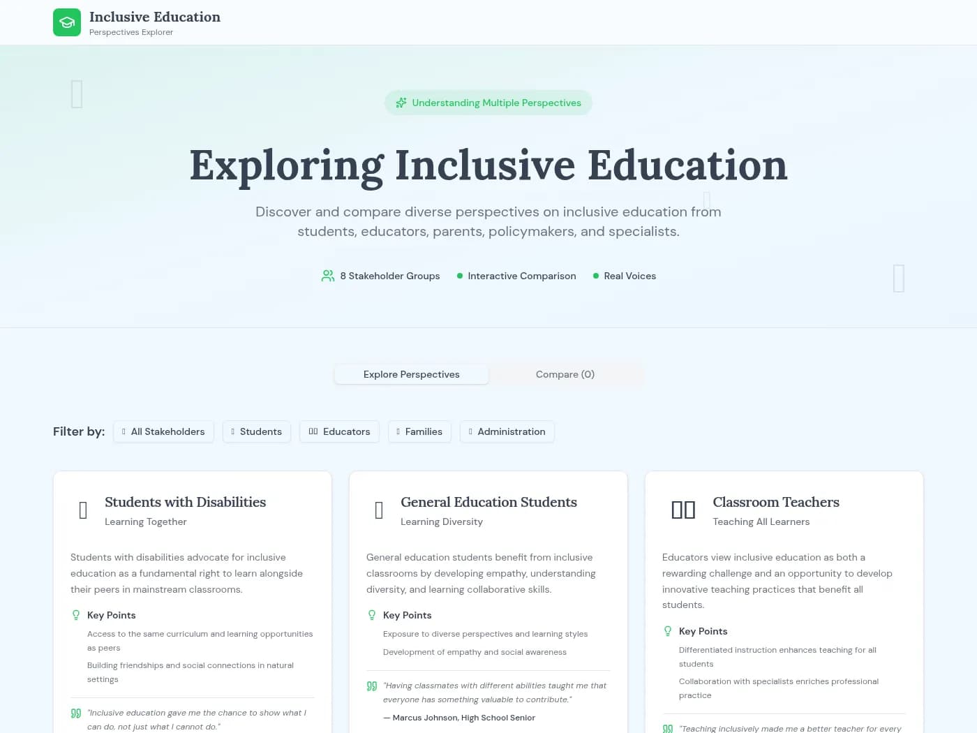 Inclusive Education Perspectives Explorer