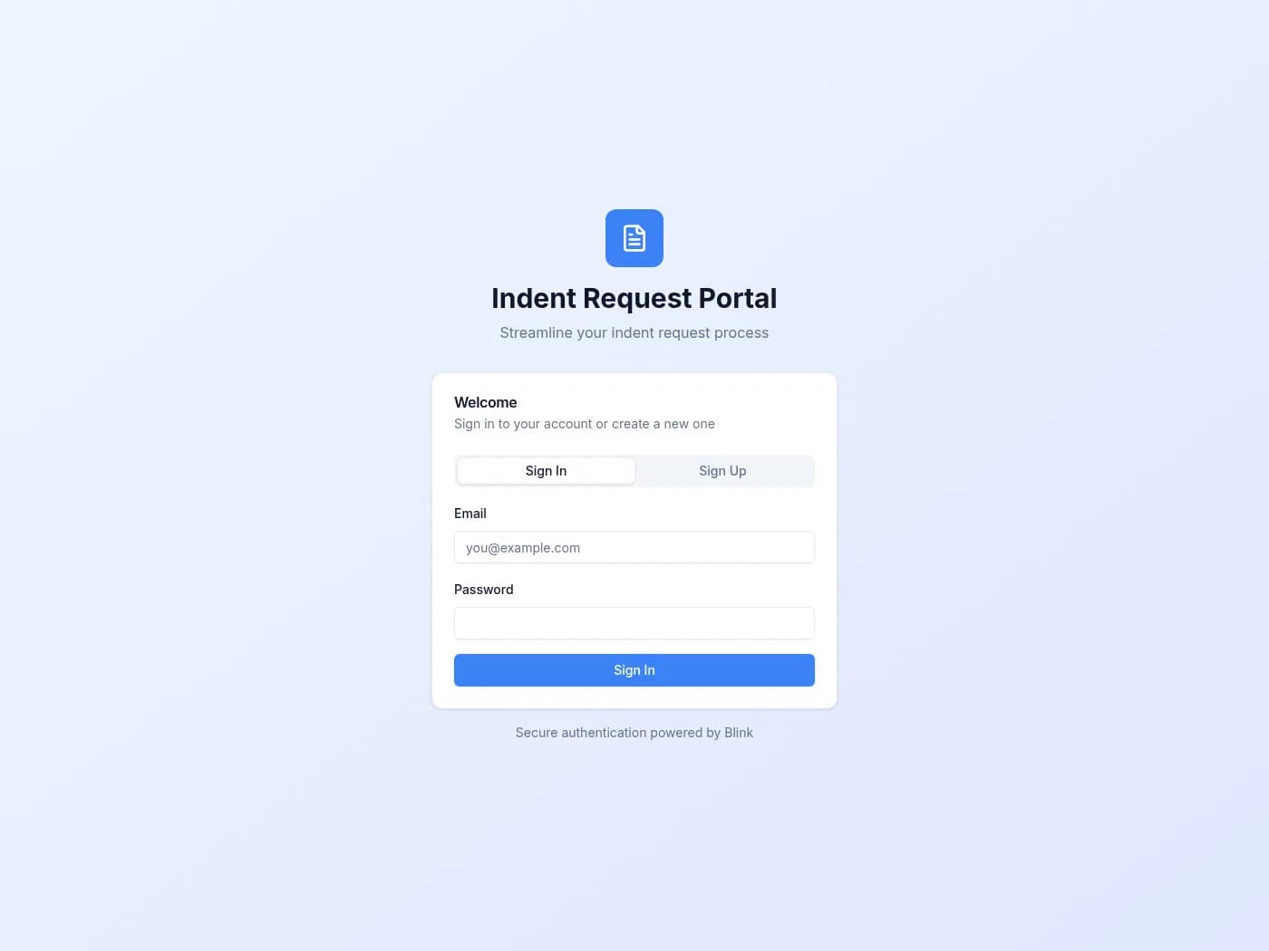 Indent Request and Status Portal