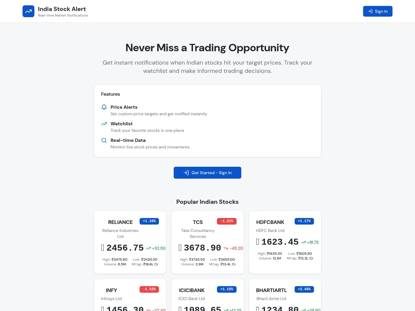 India Stock Alert App