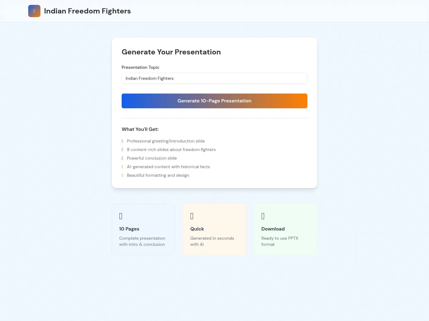 Indian Freedom Fighters Presentation Generator