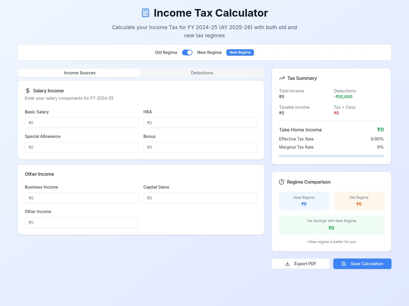 Indian Income Tax Calculator Pro