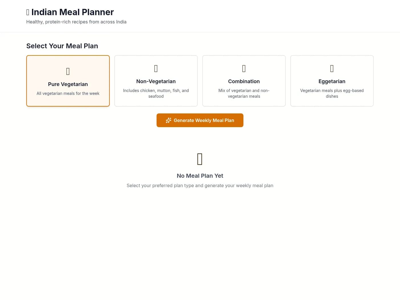 Indian Meal Planner