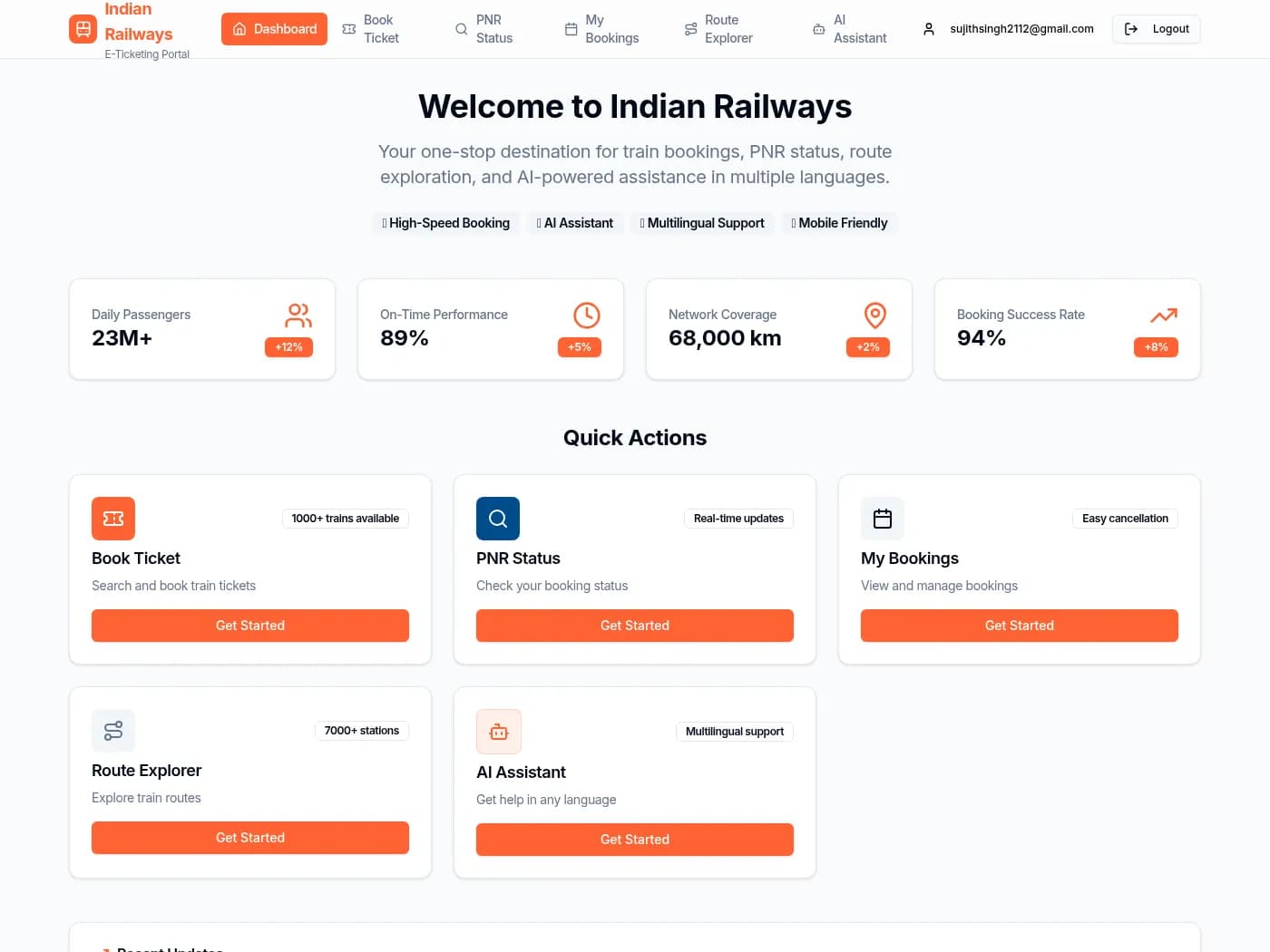 Indian Railways E-Ticketing & AI Guide Platform