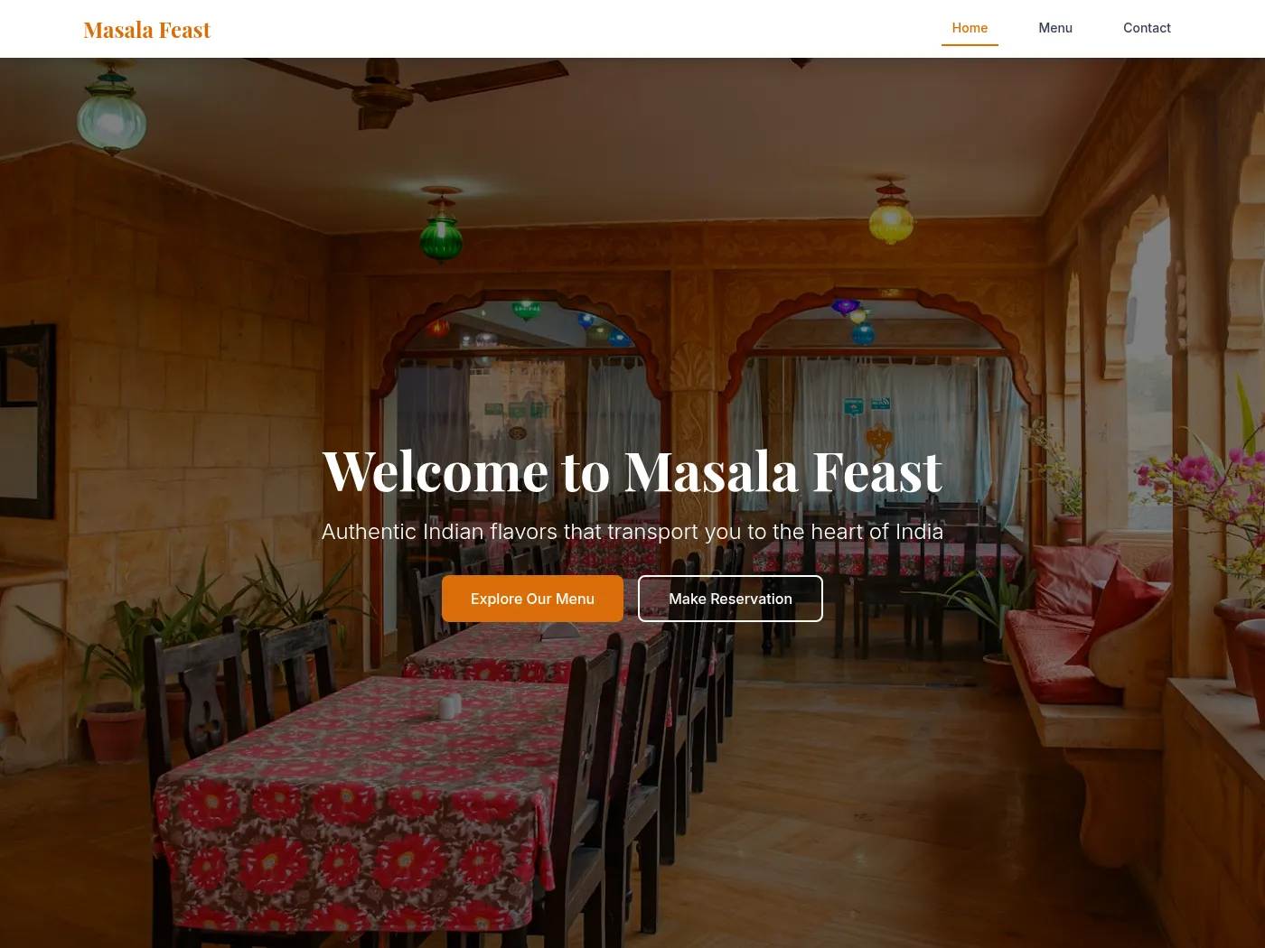 Masala Feast Indian Restaurant Website