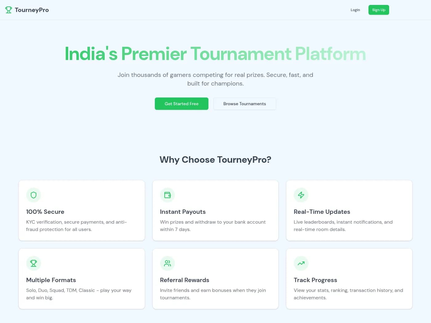 All-in-One Indian Tournament Platform with Multi-Platform Support, KYC, Secure Payments & Admin Dashboard