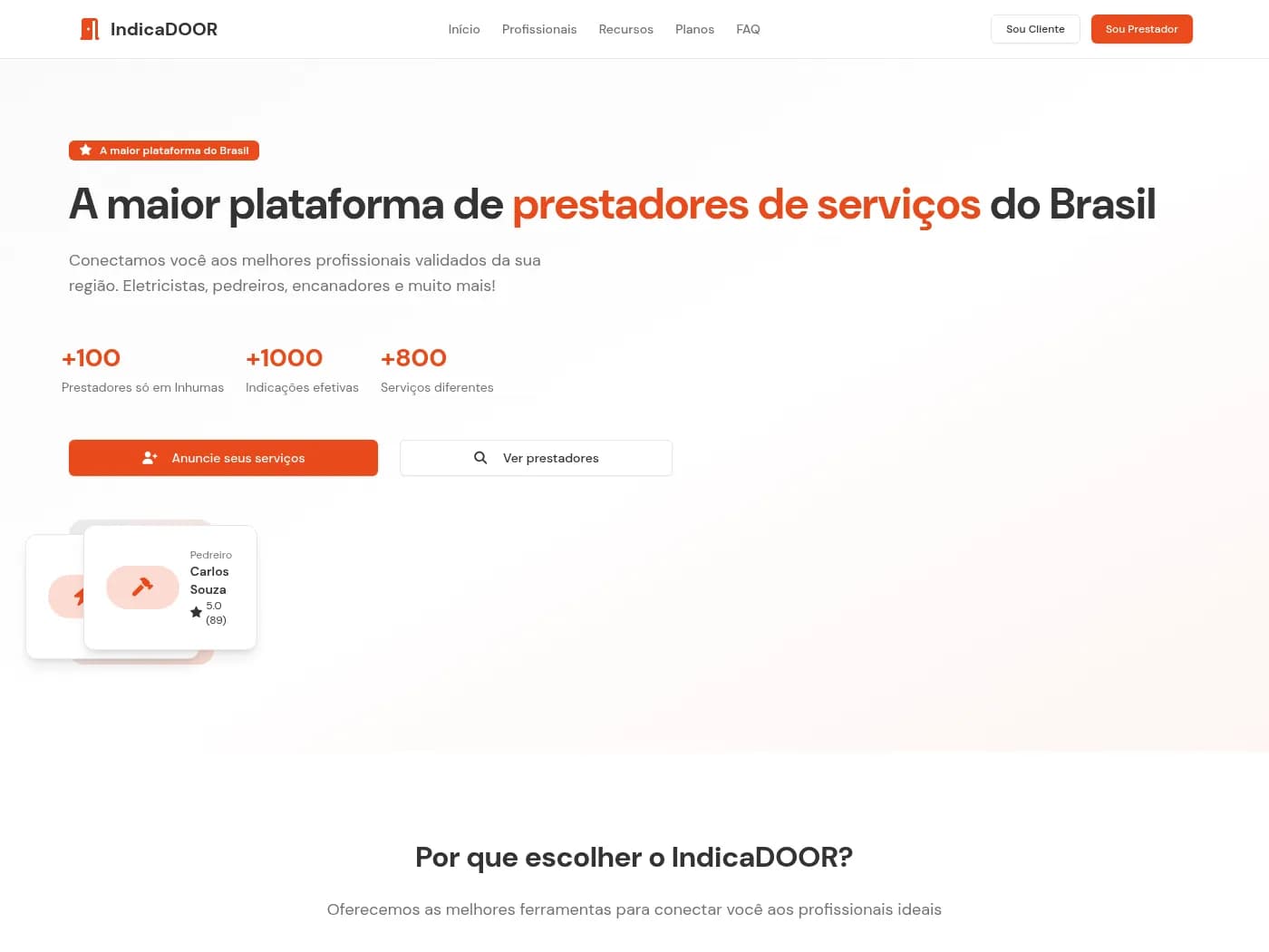 IndicaDOOR - Plataforma SaaS para Prestadores de Serviço