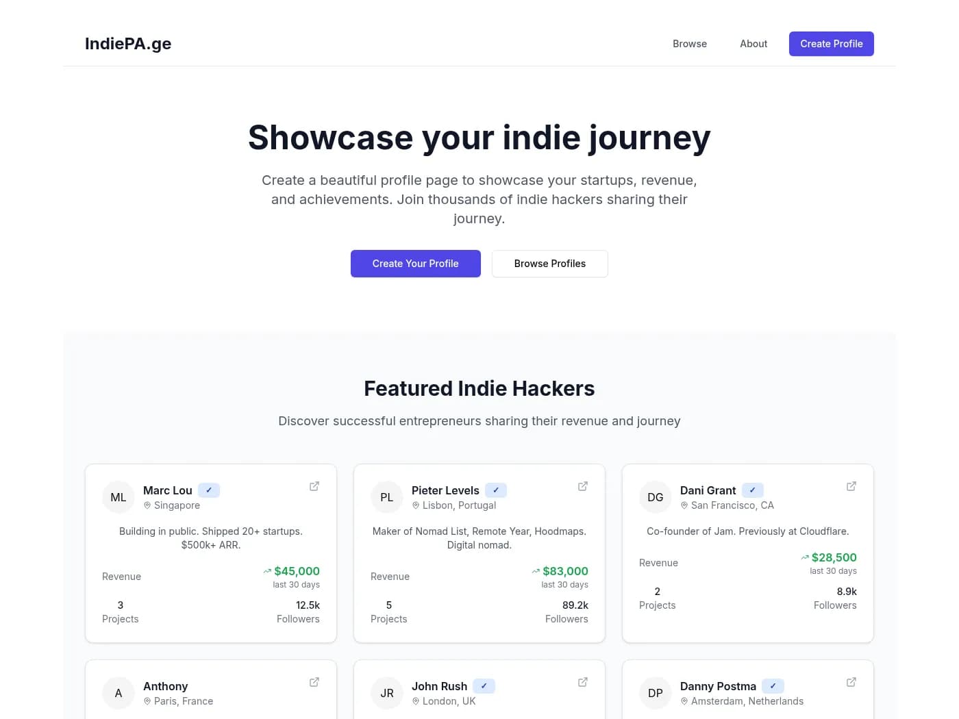 IndiePage Clone - Personal Portfolio Website Builder