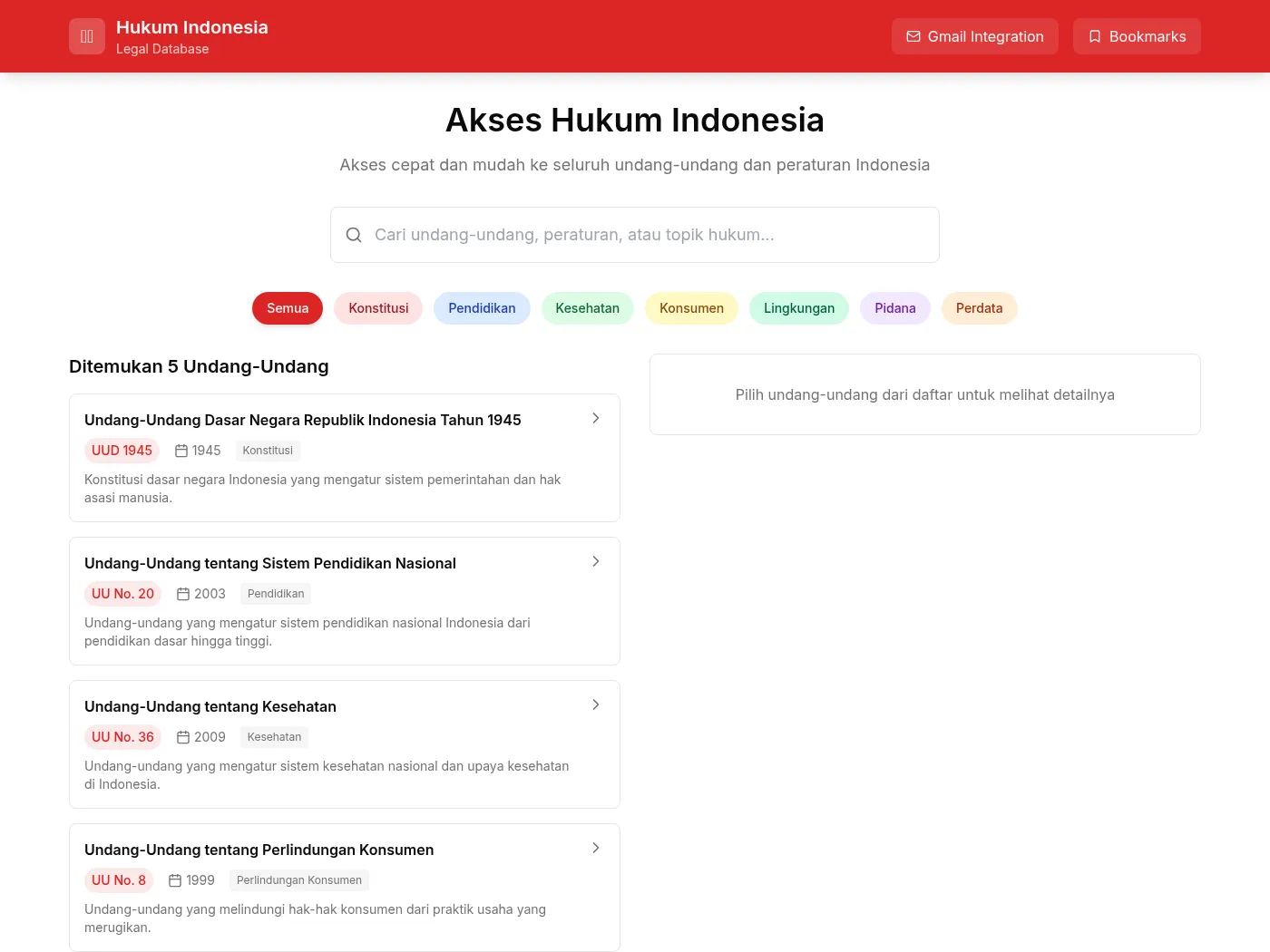 Indonesia Law Access via Gmail