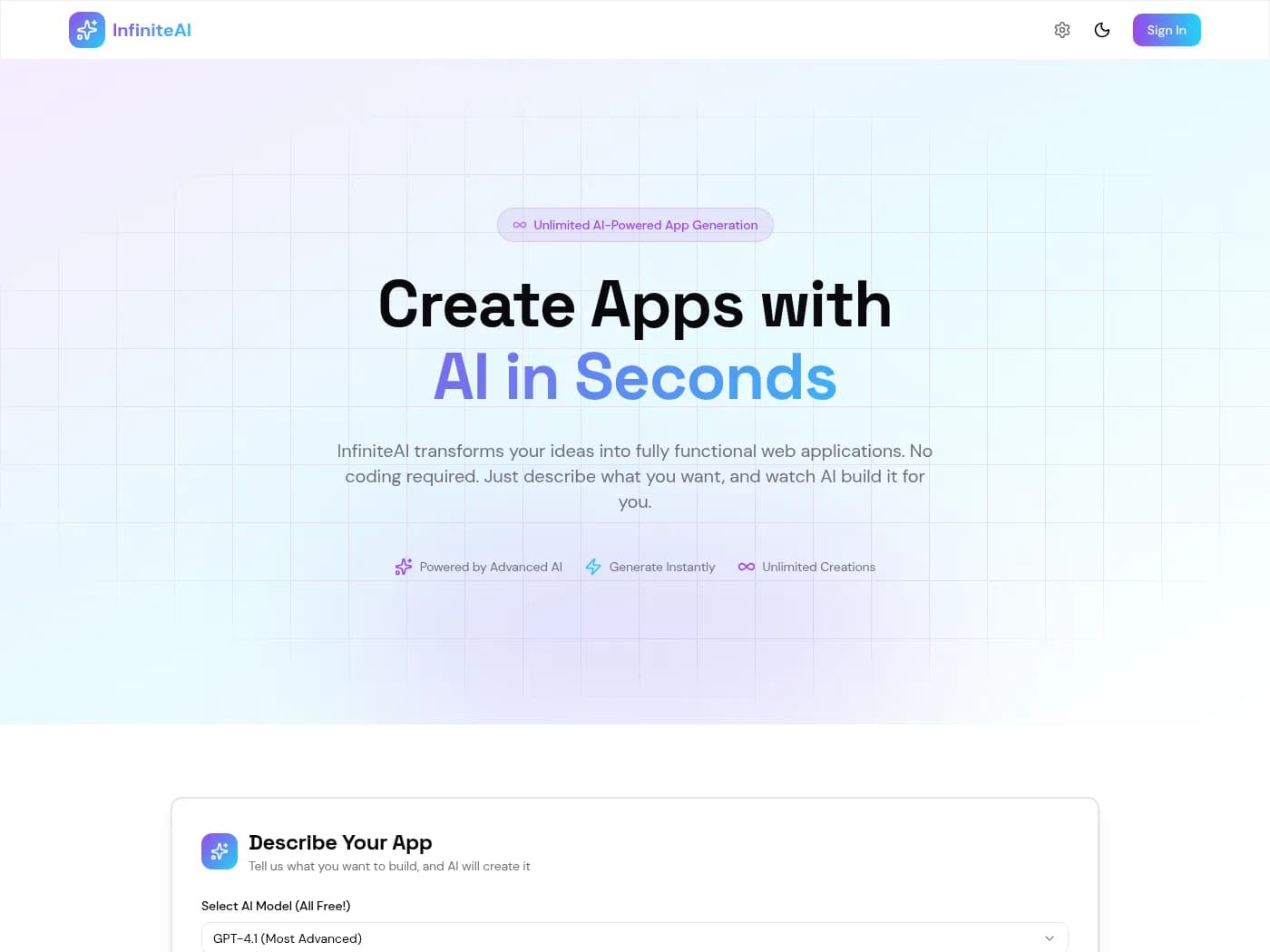 InfiniteAI: The App Generator Powered By AI