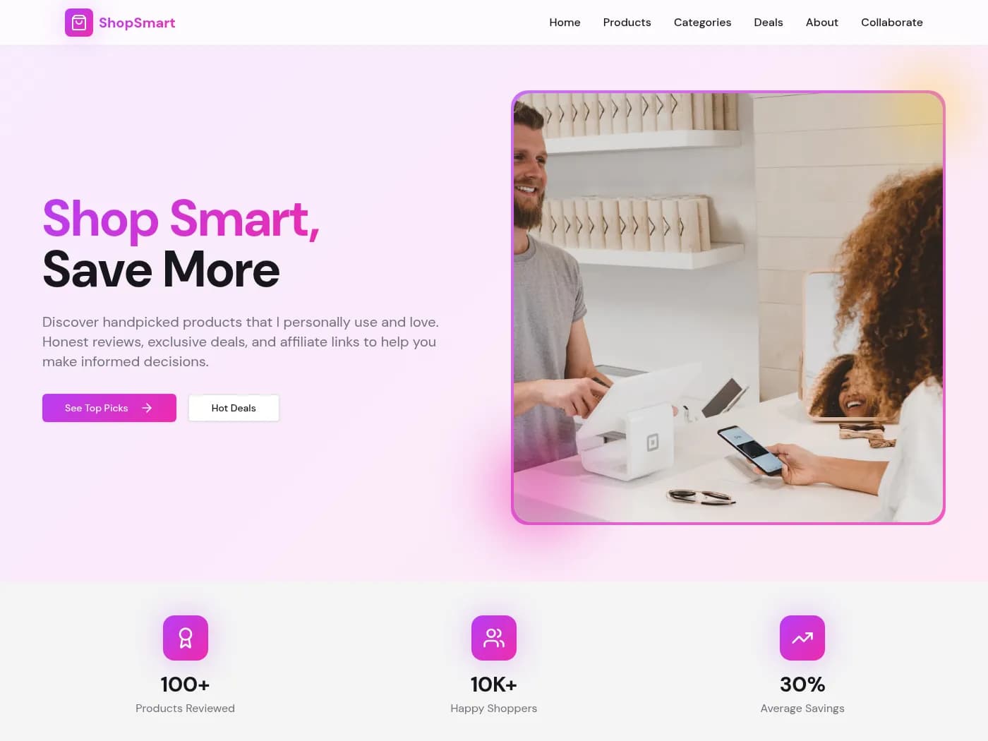 Influencer Affiliate Product Hub – Modern, Animated, Conversion-Focused Frontend