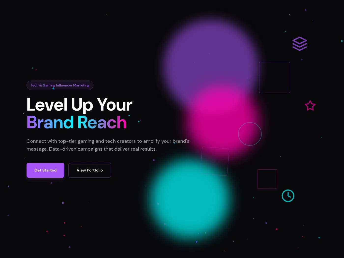 Animated Hero Background for Influencer Tech Agency
