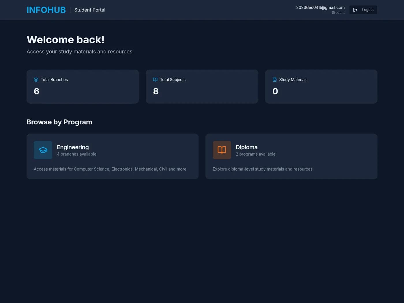INFOHUB – Secure Student Portal for Engineering & Diploma Learning Materials