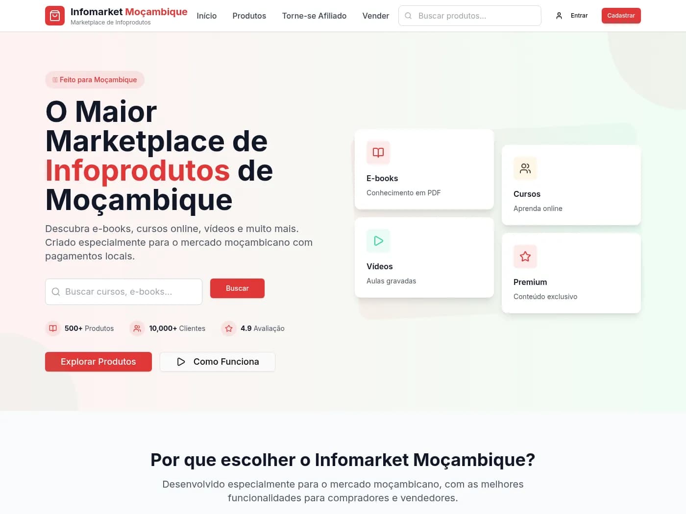Infomarket Moçambique – Plataforma de Marketplace para Infoprodutos e Afiliados