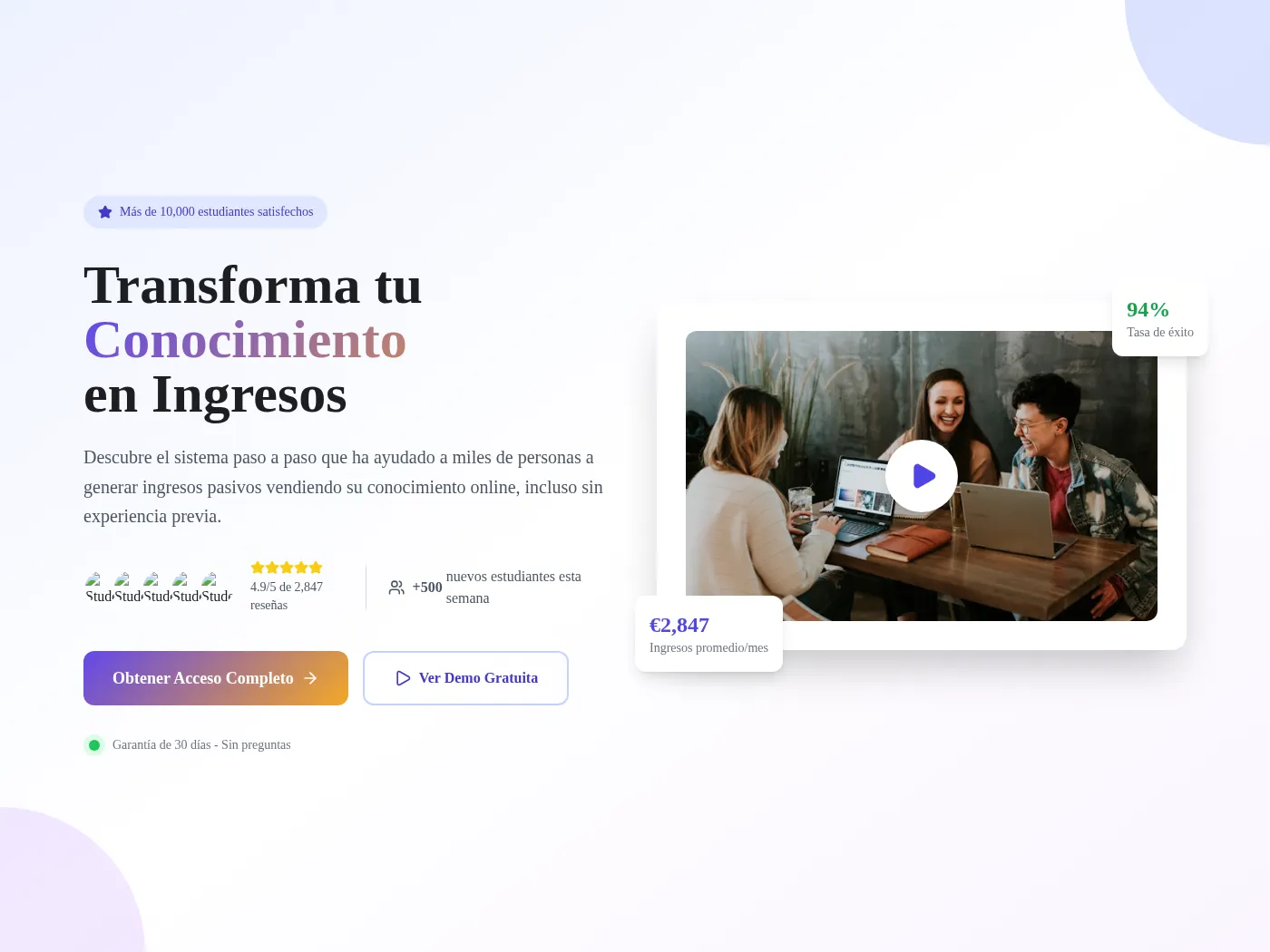 Infoproduct Sales Landing Page