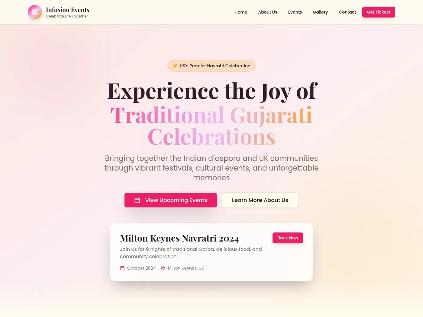 Infusion Events Community Portal for Indian Celebrations in the UK
