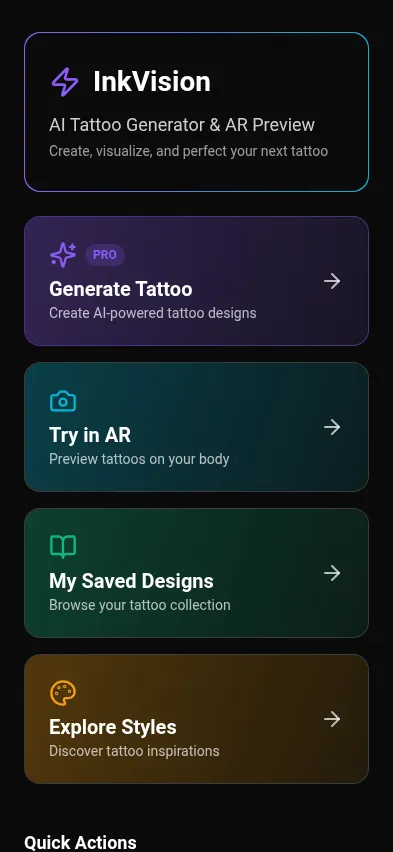 InkVision: AI Tattoo Generator & AR Preview App