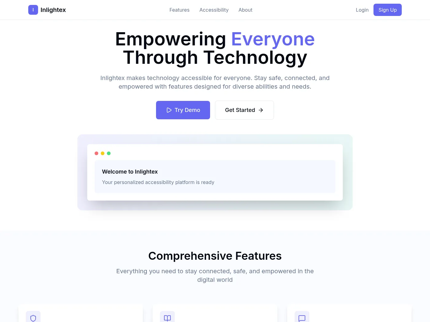 Inlightex Accessibility Landing Page