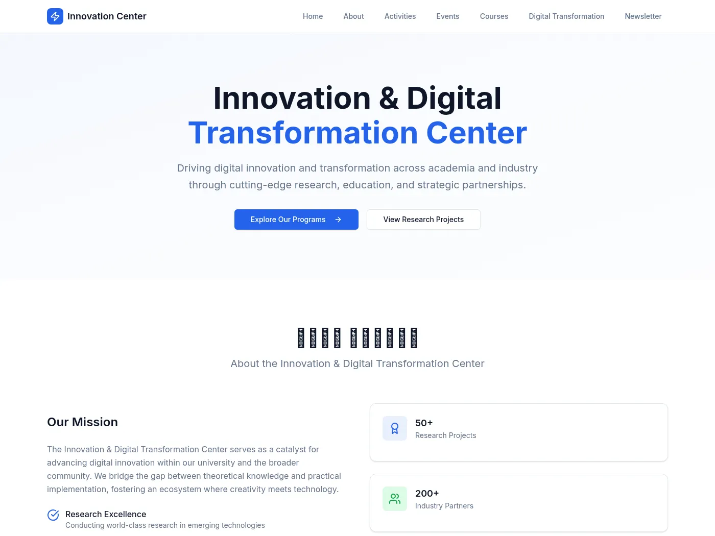 Innovation & Digital Transformation Center Landing Page