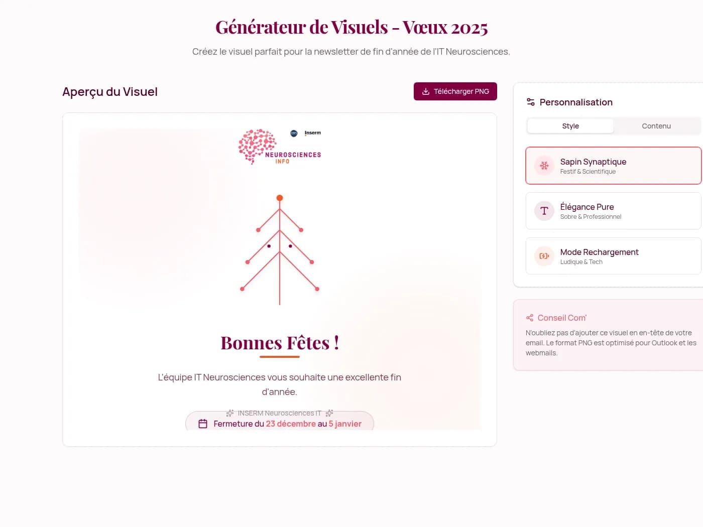INserm Neurosciences Holiday Newsletter Visual Creator