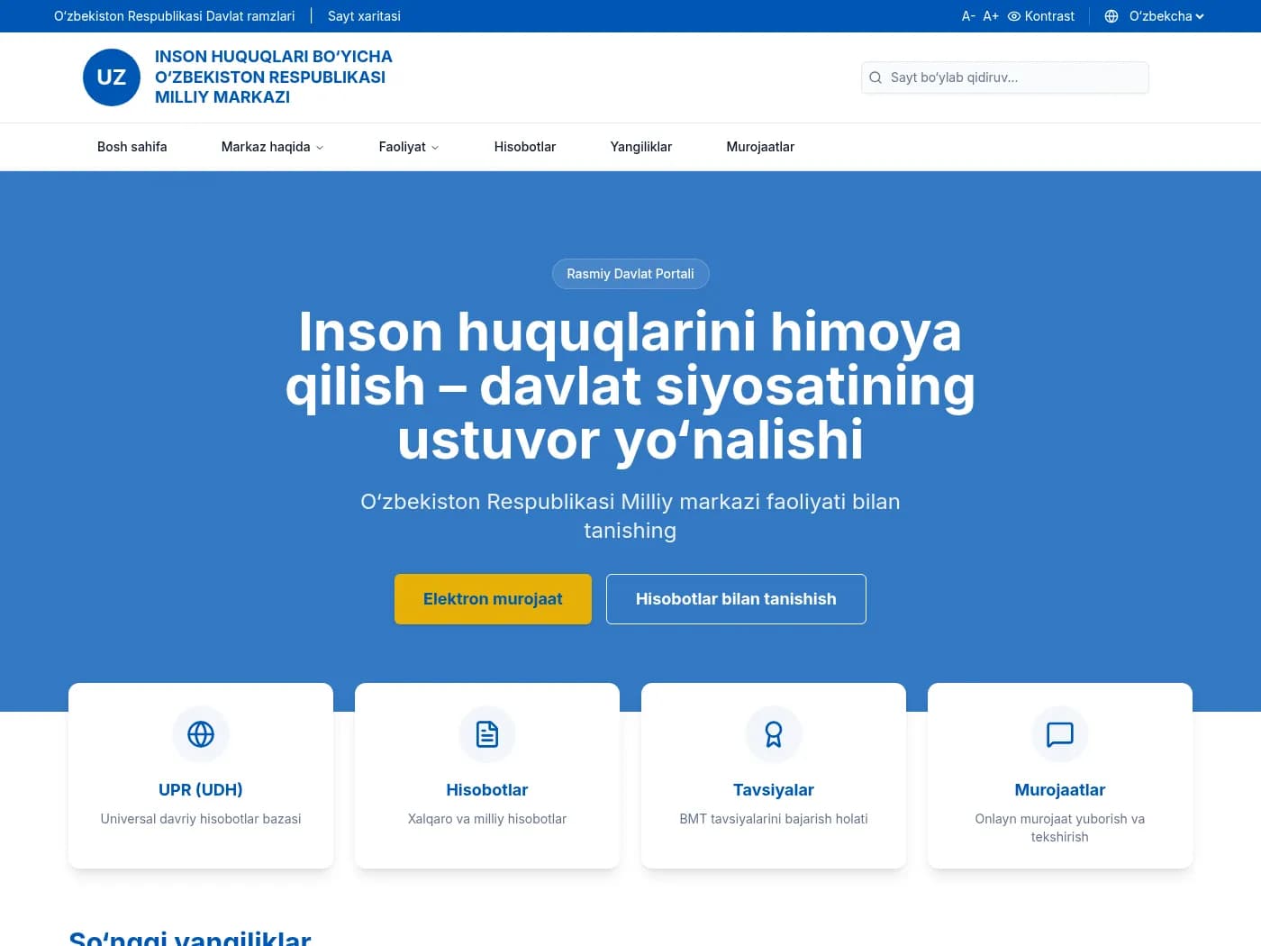 Inson Huquqlari Milliy Markazi Rasmiy Web Platformasi