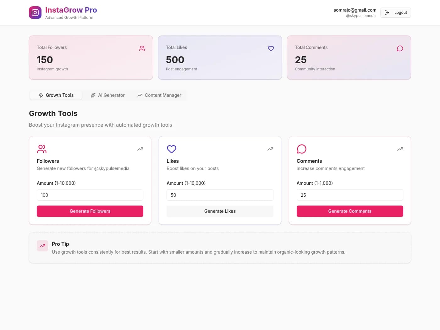 Industry-Specific Instagram Growth & Engagement Tool