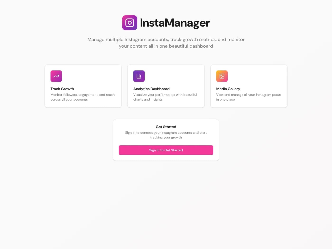 InstaManager - Instagram Multi-Account Analytics Dashboard
