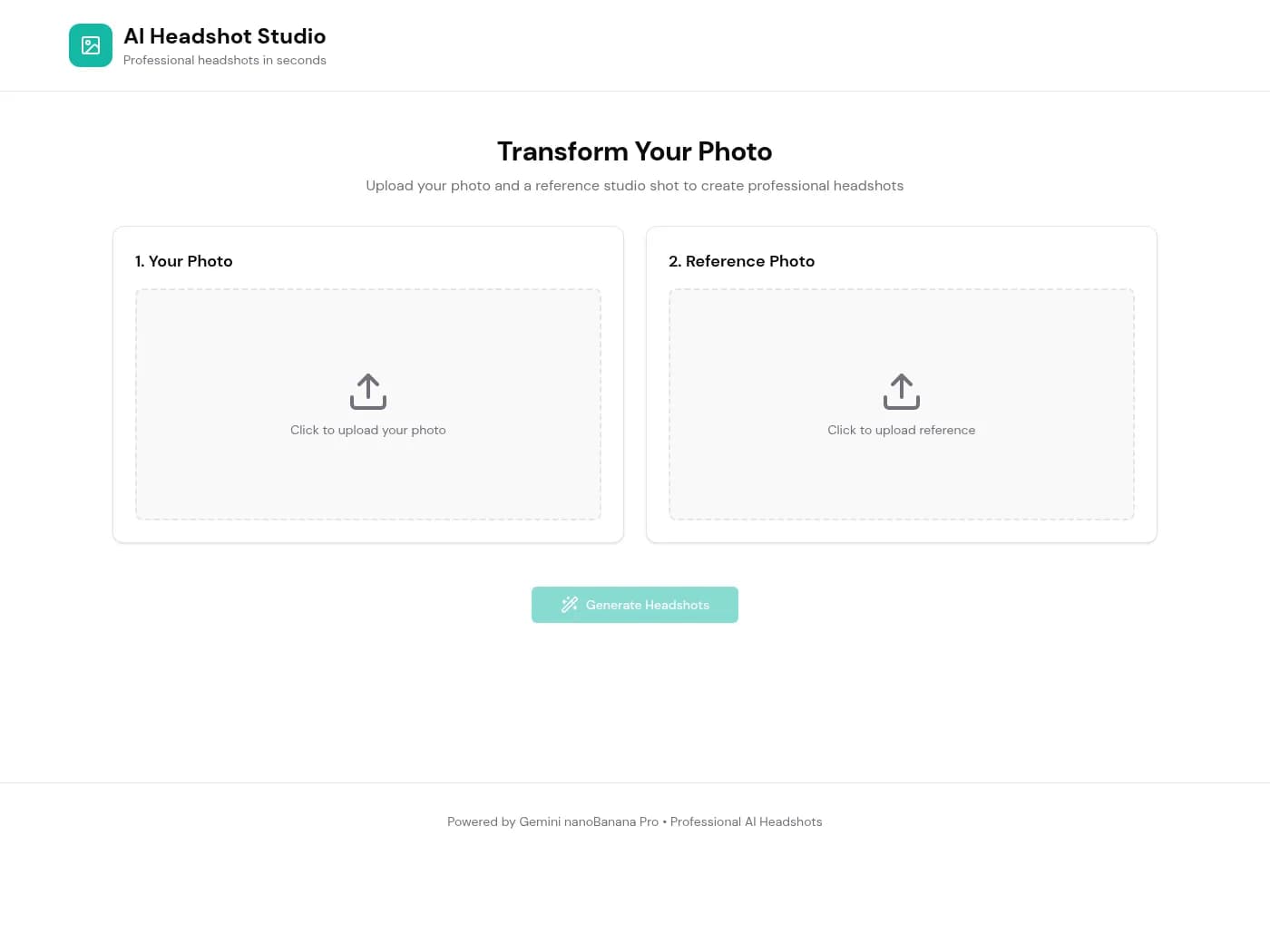 Instant AI Professional Headshots SaaS
