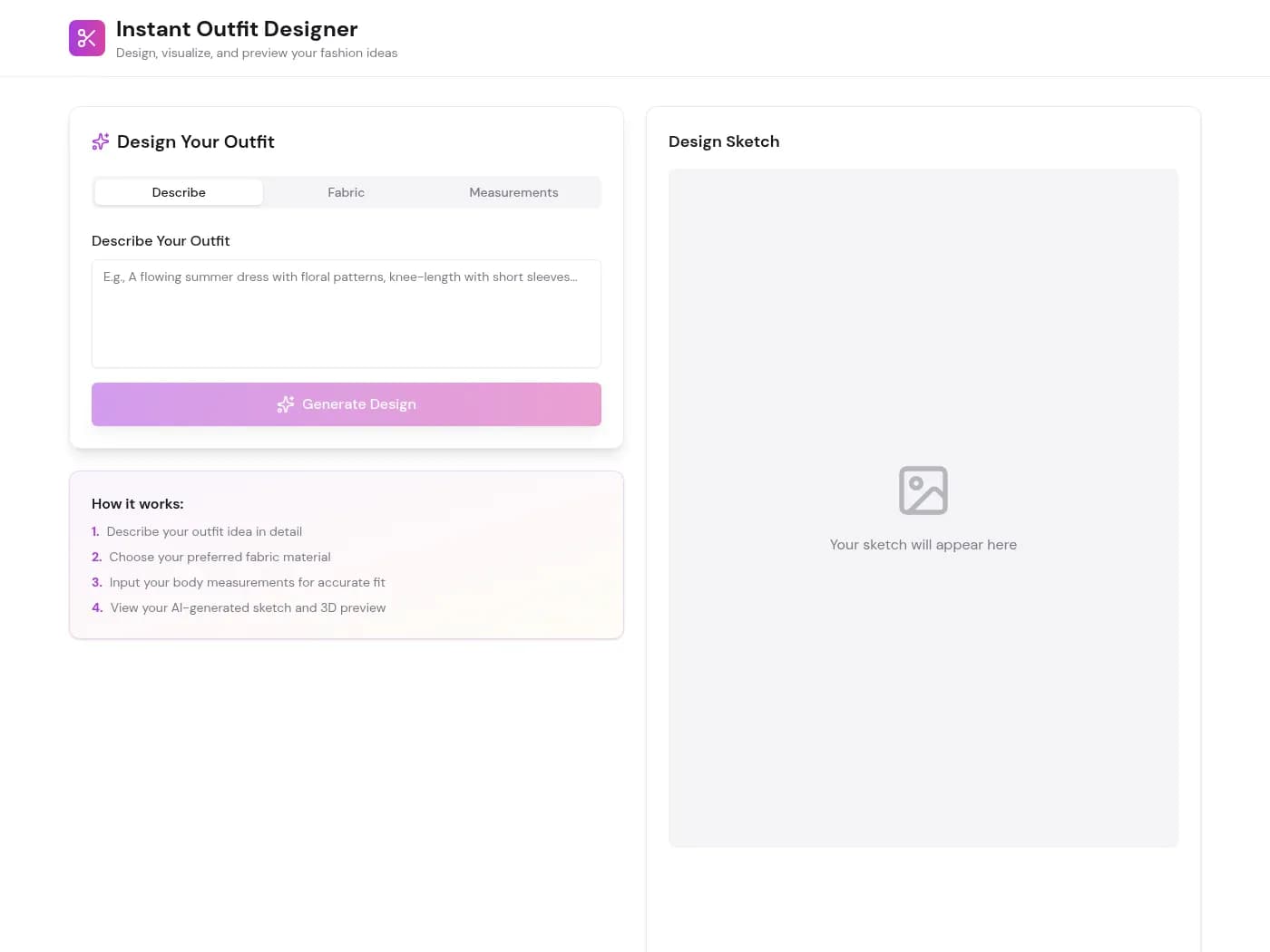 Instant Outfit Designer with 3D Preview