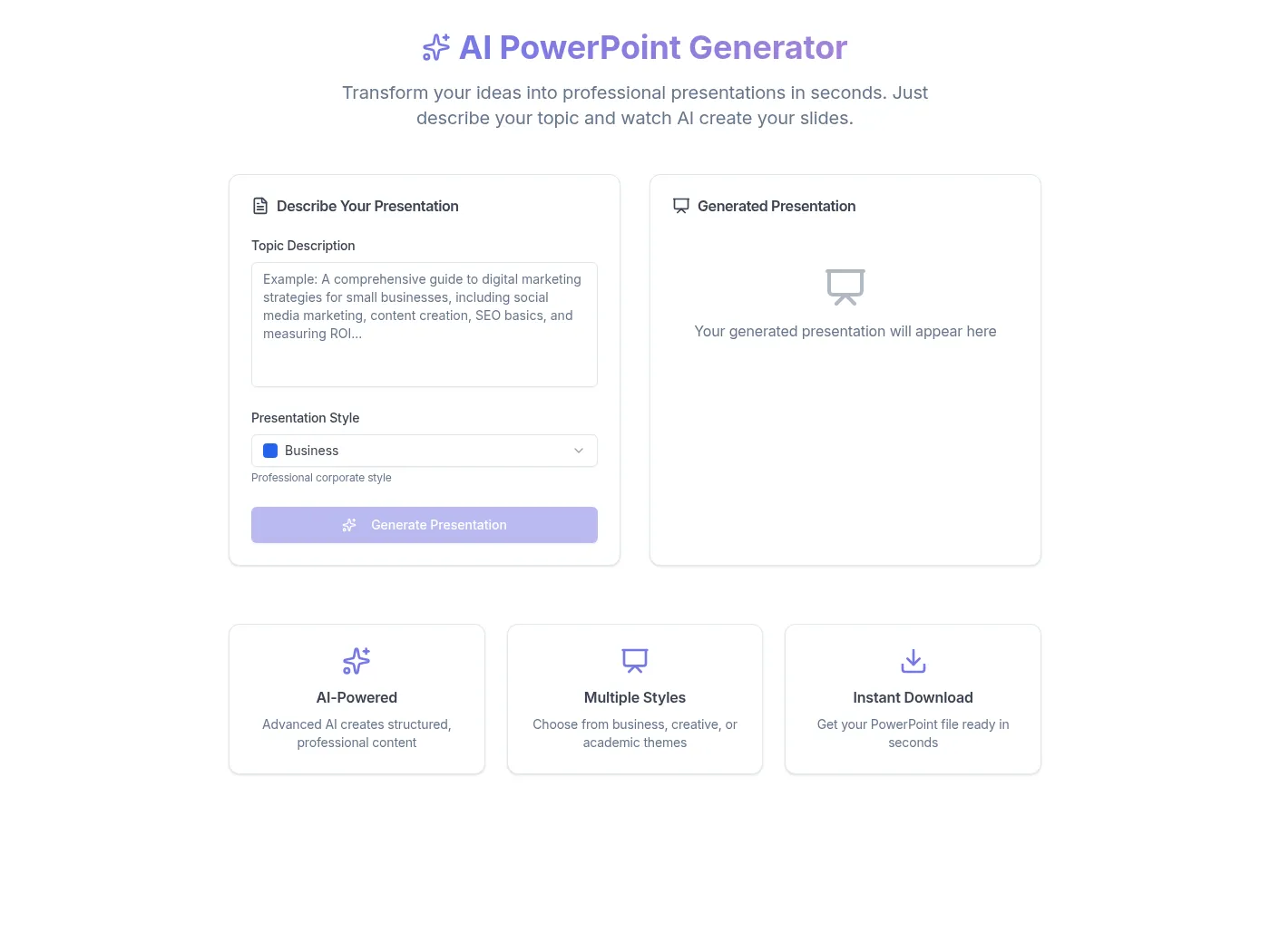 Instant Topic-Based PPT Generator