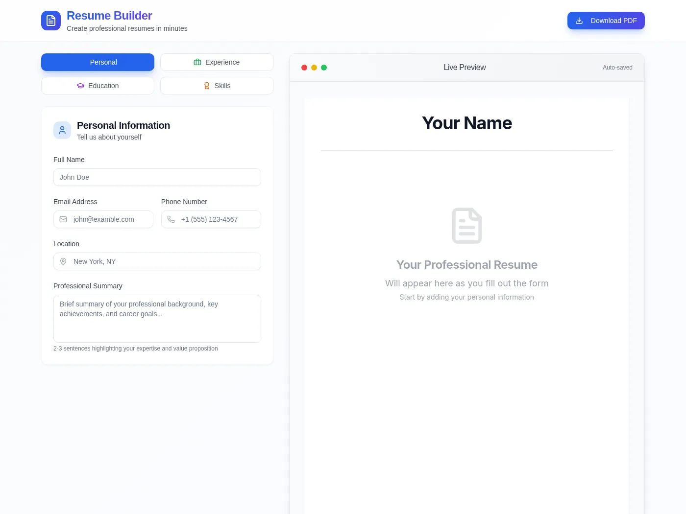 Instant Resume Builder