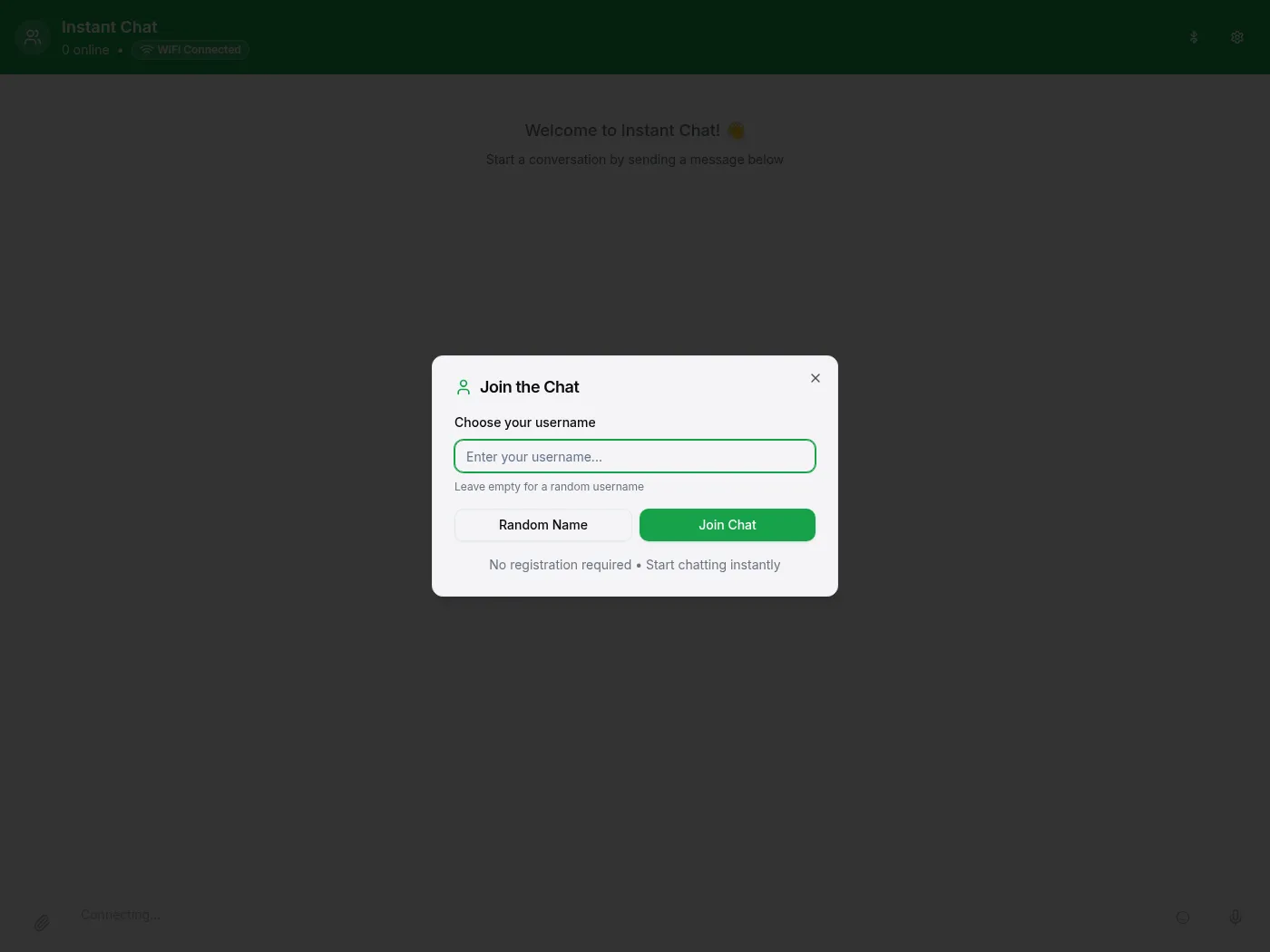 Instant Web Chat with Bluetooth Fallback