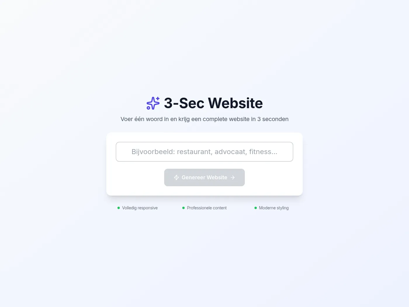 Instant Website Generator from a Single Word