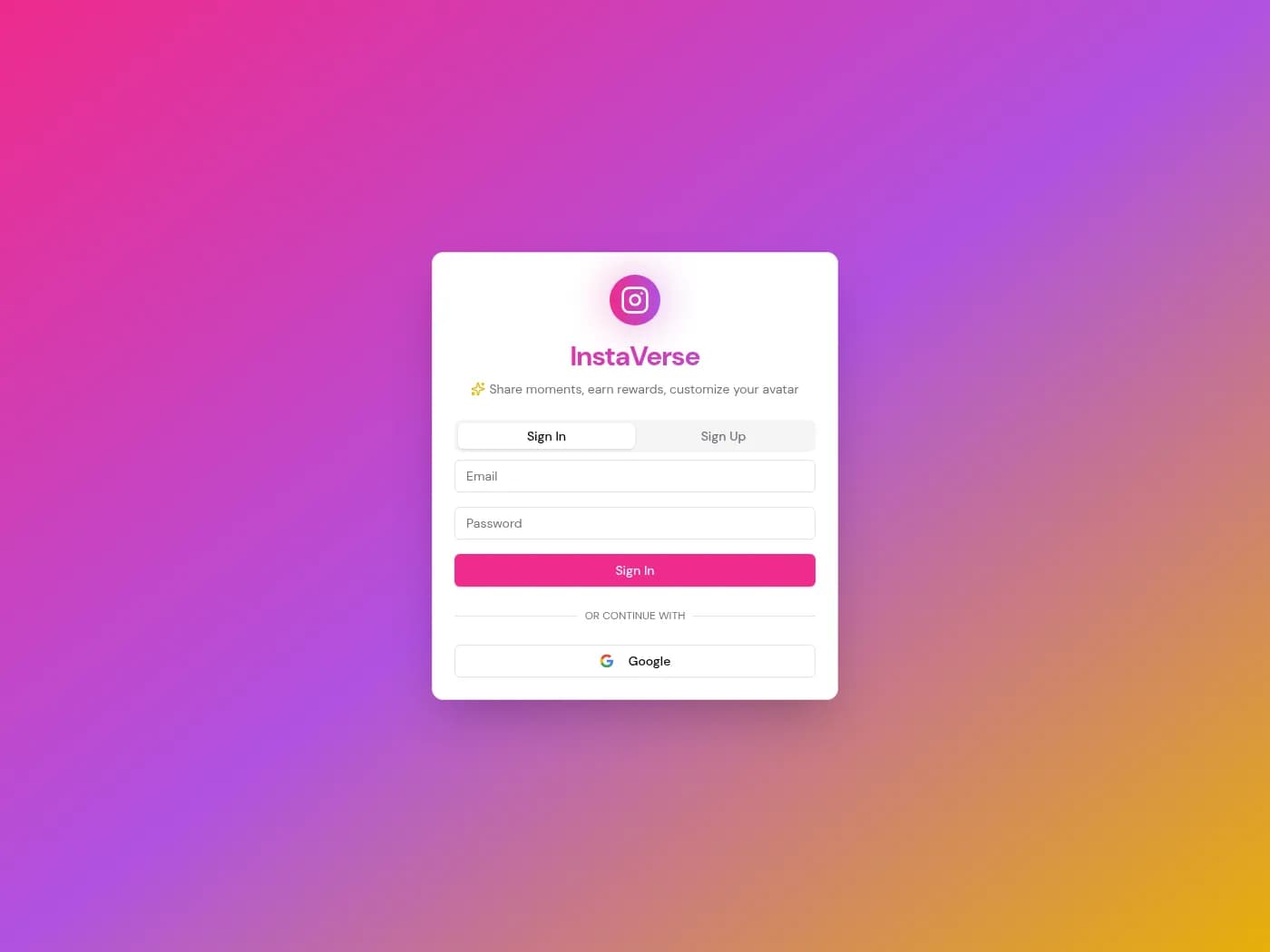 InstaVerse – Social Media Platform with Gamified Rewards and 3D Avatars