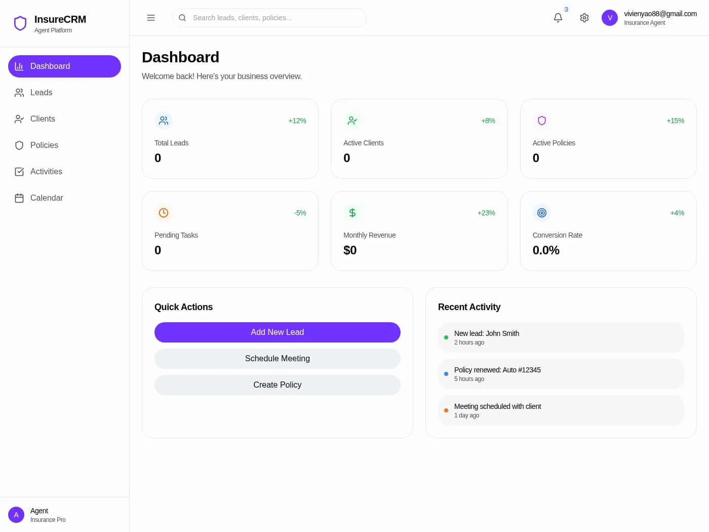 InsureCRM: Lead & Policy Management for Insurance Agents