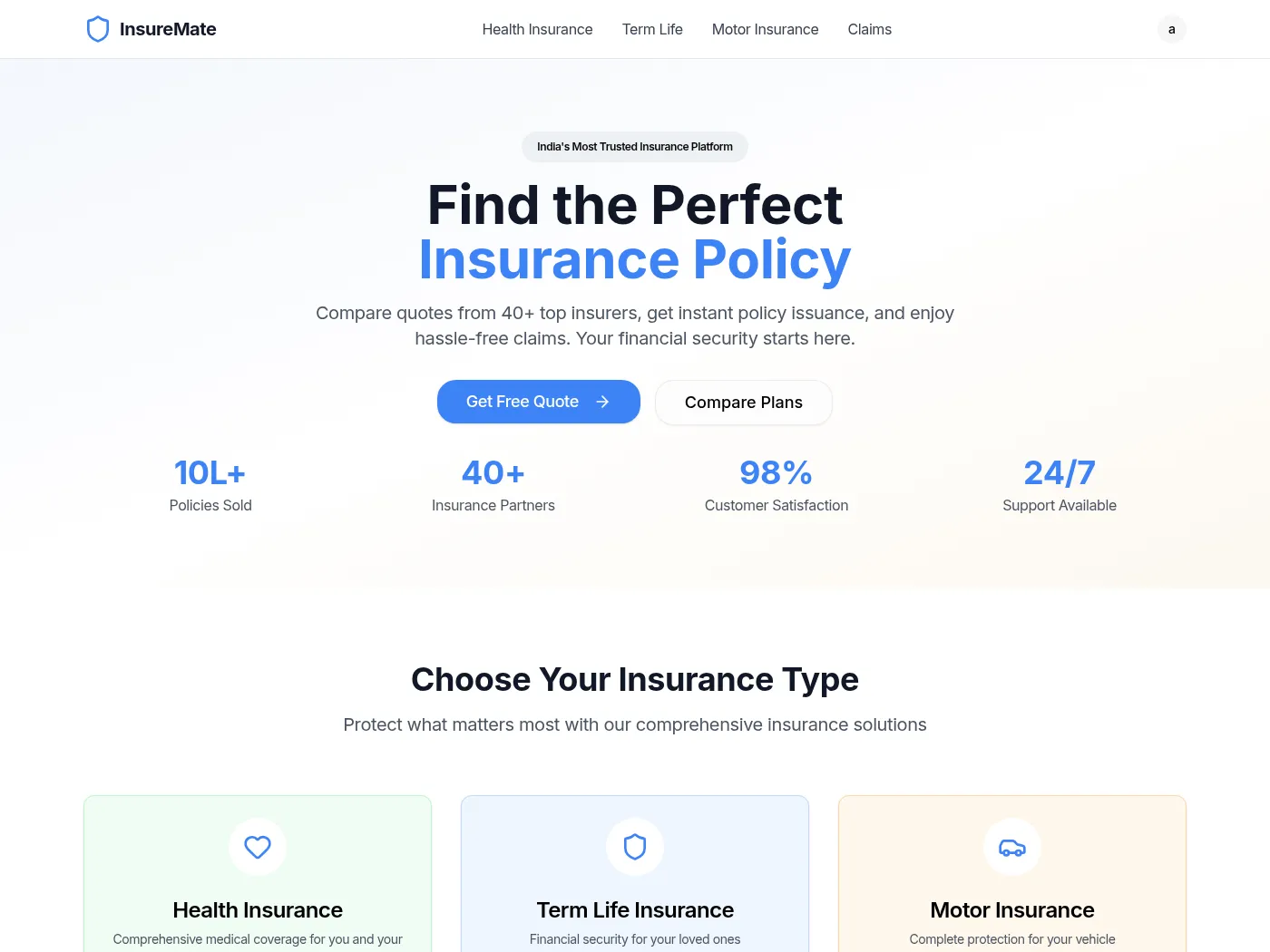 InsureMate: Comprehensive Insurance Comparison & Purchase Platform