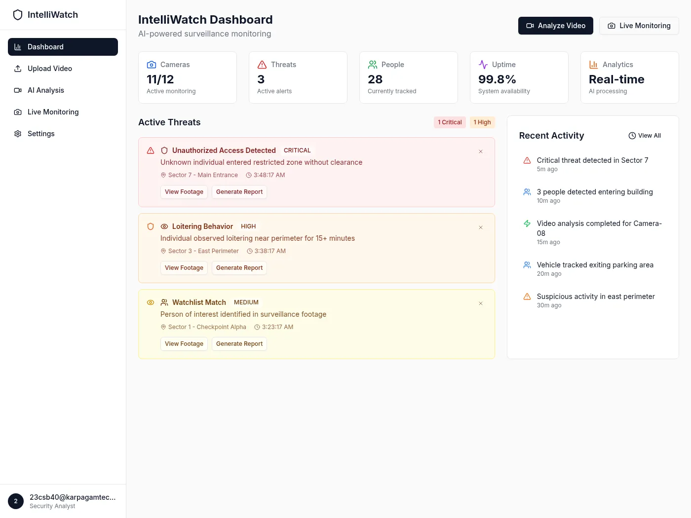 IntelliWatch: AI-Powered Surveillance Video Analysis Platform