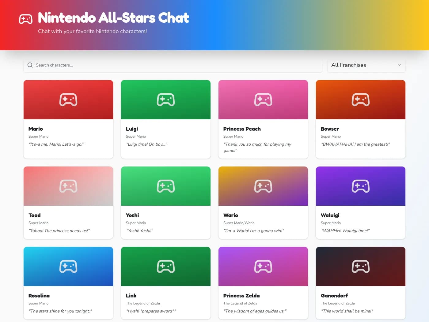 intendo All-Stars Character Chat