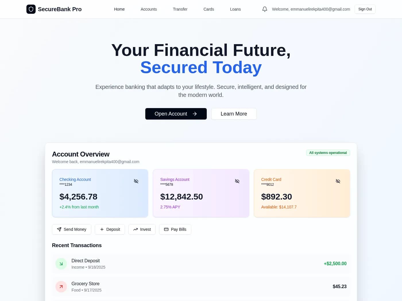 Interactive Banking Website