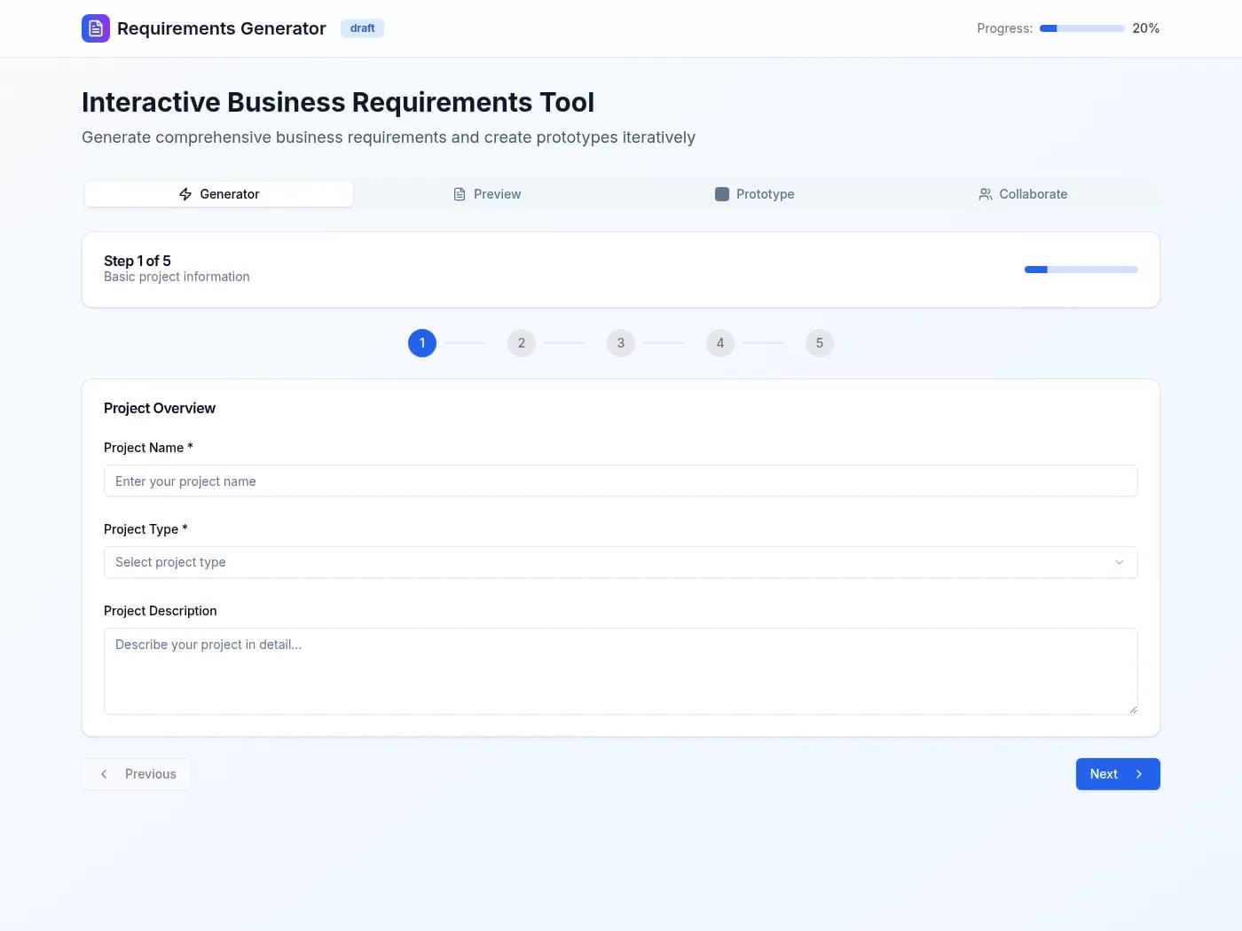 Interactive Business Requirements Generator