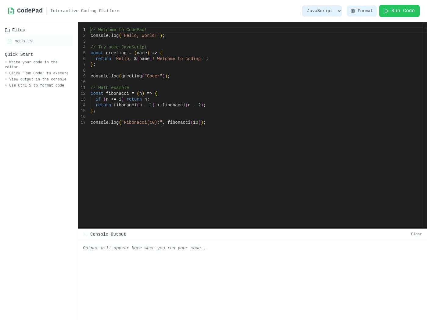 Interactive Online Coding Platform
