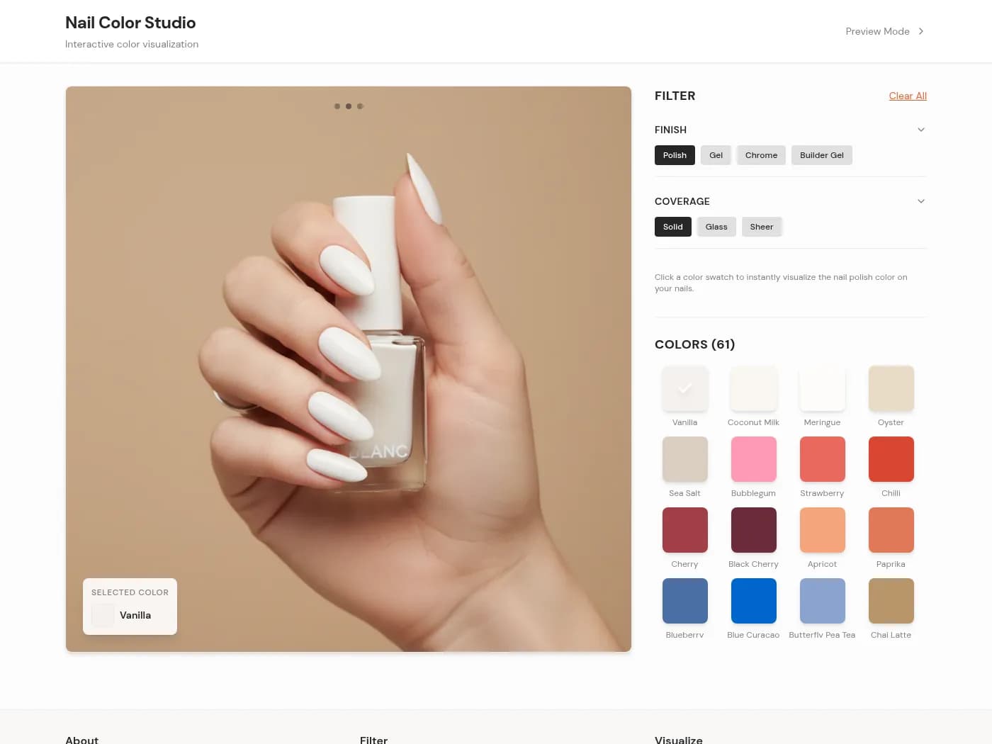 Interactive Color Swatch Landing Page for Product Visualization