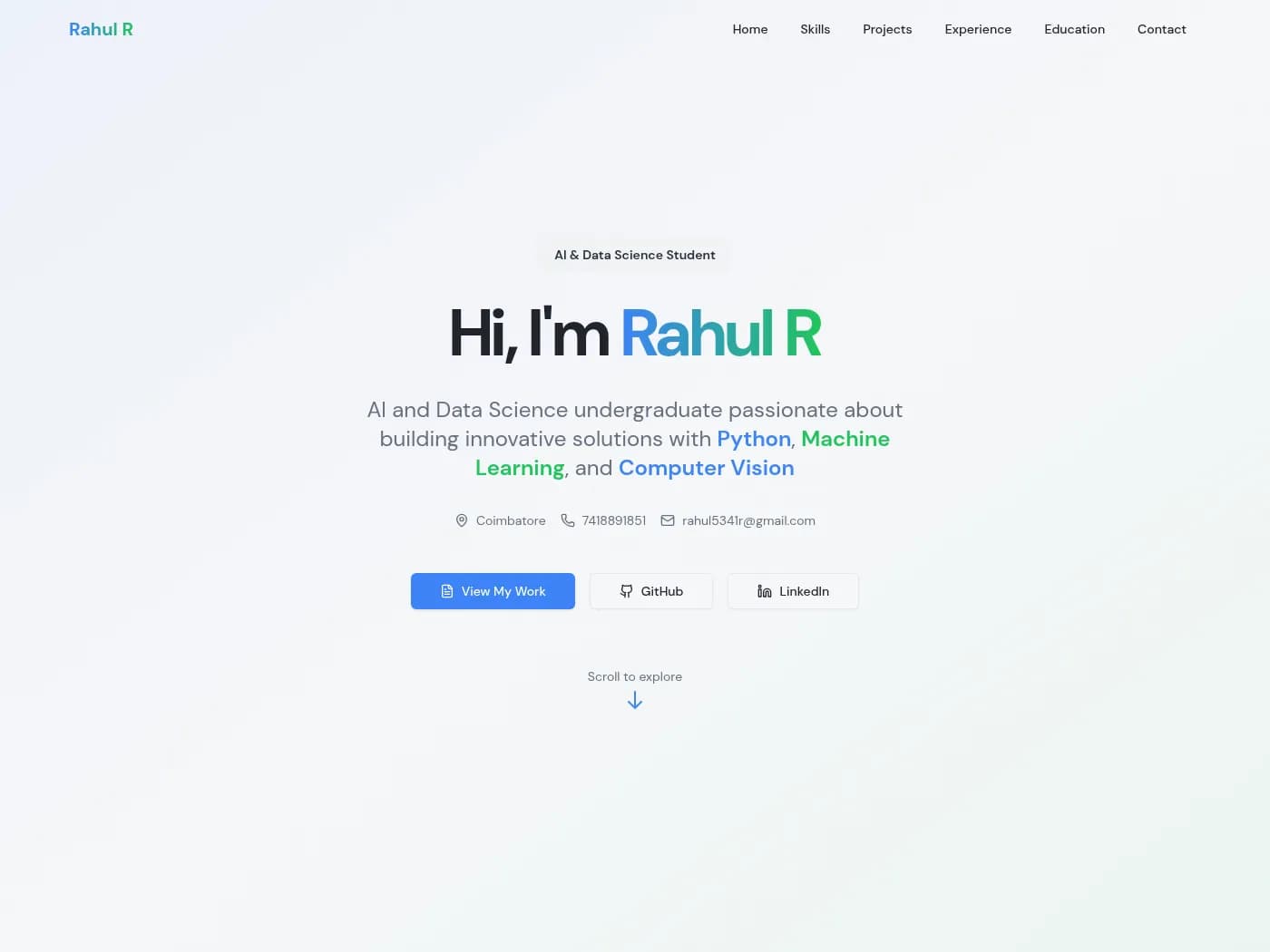 Interactive Portfolio Based on a Unique Resume
